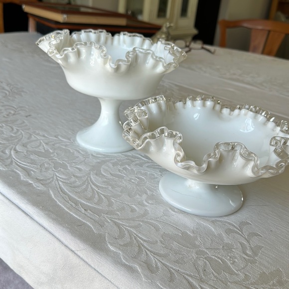 Fenton | Accents | Rare Gorgeous Fenton Milk Glass Silvercrest Fluted ...